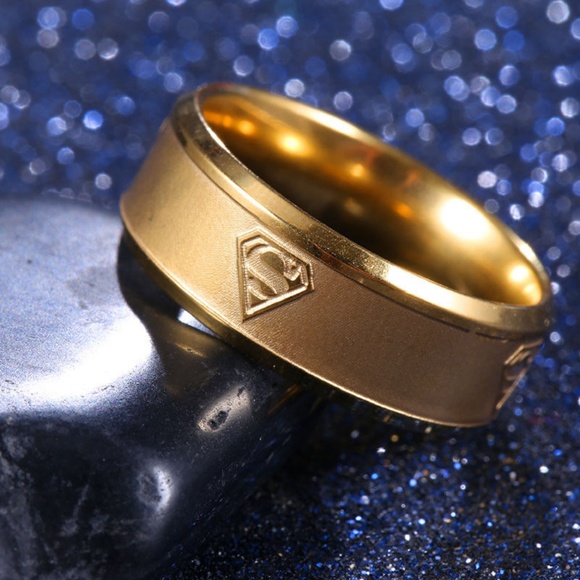 Jewelry | Gold Superman Ring Mens Boys Stainless Steel | Poshmark